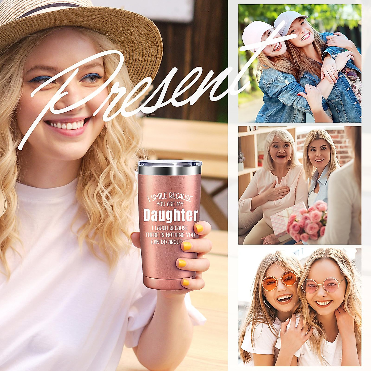 WOELIVE Daughter Gifts from Mom, Dad - Gifts for Daughter - Christmas Birthday Gifts for Daughter, Grown Daughter, Adult Daughter Gifts, 20oz Stainless Steel Insulated Daughter Tumbler