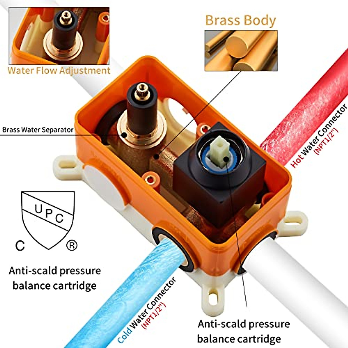 Arsuonta 8 Inch Square Black Shower Faucet Set with Tub Spout, Shower Combo System with 3-settings Touch Adjustment Handheld Showerhead High Pressure Balance Shower Valve Kit for Bathroom