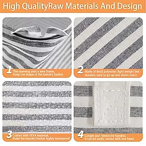 PFFVRP 100L Freestanding Laundry Hamper Collapsible Extra Large Laundry Basket with Easy Carry Extended Handles for Clothes, Dirty Clothes Hamper (Grey)