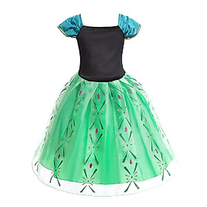 Dressy Daisy Ice Princess Coronation Green Costume Tulle Dress for Toddler Girls Halloween Birthday Party Fancy Outfit Size 3T, A