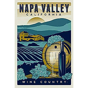 MAGNET 3x5 inch Vintage Art NAPA Valley California Wine Country Sticker (ca Travel rv) Magnetic vinyl bumper sticker sticks to any metal fridge, car, signs