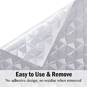 Niviy 3D No Glue Static Cling Window Films Privacy Cut Glass Window Sticker for Bathroom Office Kitchen Window Decor 17.7"x 78.7", Frosted