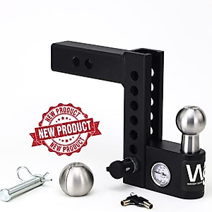 Weigh Safe Aero Hitch - Adjustable Trailer Hitch Ball Mount - 6" Drop Hitch for 2" Receiver - Premium Heavy Duty Steel Trailer Tow Hitch w/Built in Weight Scale for Anti Sway, 12,500 lbs GTW
