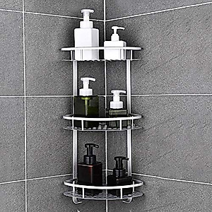 Corner Shower Caddy 3 Tiers Organizer Shelf Corner, Rustproof, Plastic Shower Rack Stands for Inside Bathroom Toilet Kitchen Bathtub Shower pan