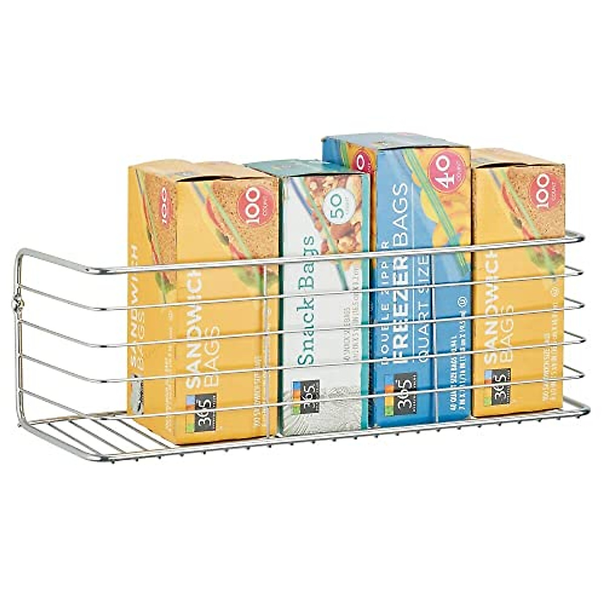 mDesign Wide Metal Wall Mount Decor Storage Organizer Display Shelf - Hang in Bathroom, Kitchen, Entryway, Hallway, Mudroom, Bedroom, Laundry Room - Concerto Collection, 2 Pack - Chrome