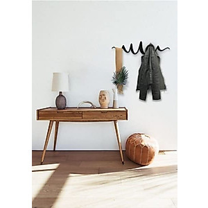 Signature Metal Wall Art for Entryway Clearance Zick Zack Coat Rack 5 Hooks Decorative Minimalist Design Housewarming Gift for Hanging Coats Hats Towels - Stainless Steel Matte Finish Waterproof