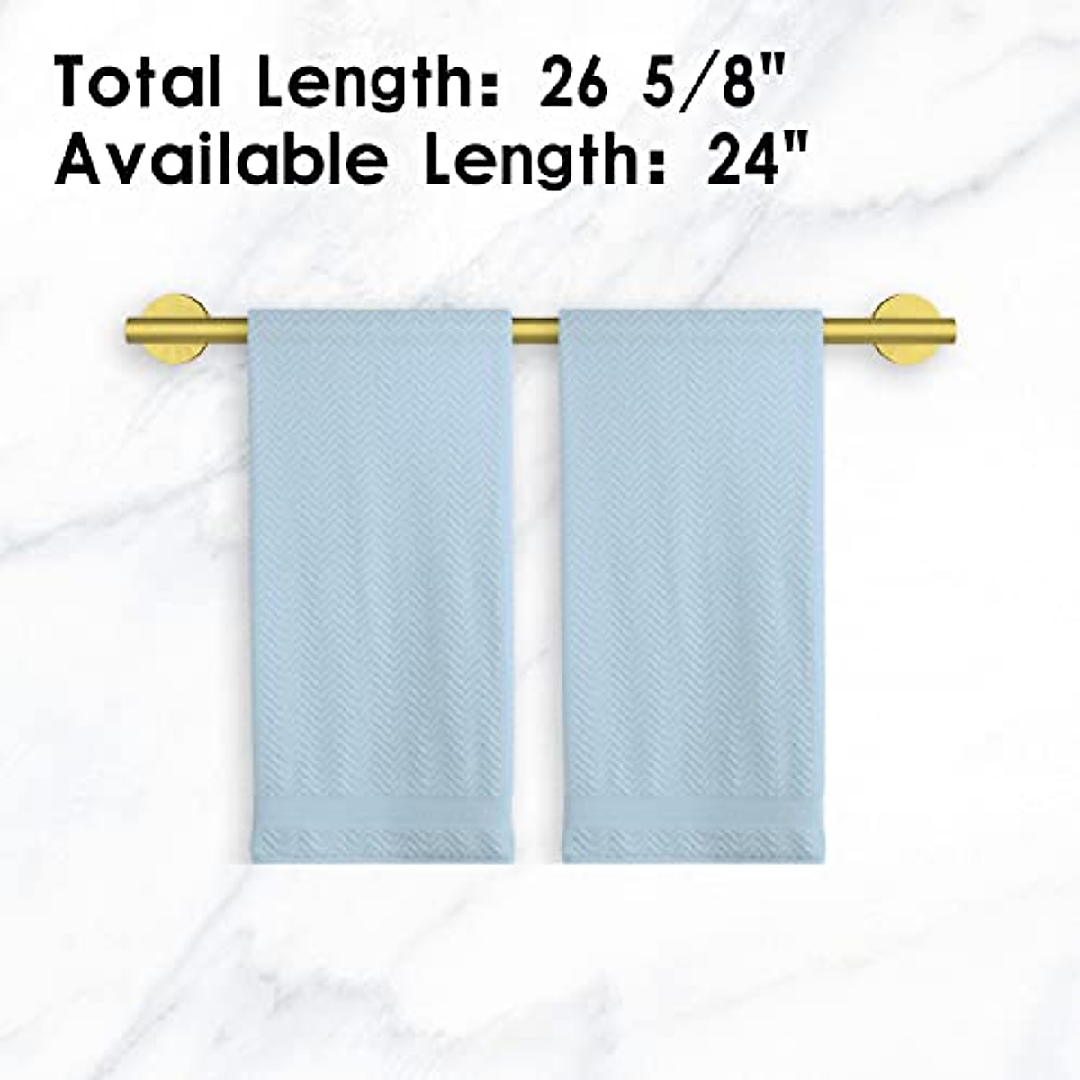Newfun 24 Inch Brushed Gold Bath Towel Bar,2Pcs Towel Racks for Bathroom Rod Classic SUS304 Stainless Steel Bathroom Towel Holder Wall Mounted
