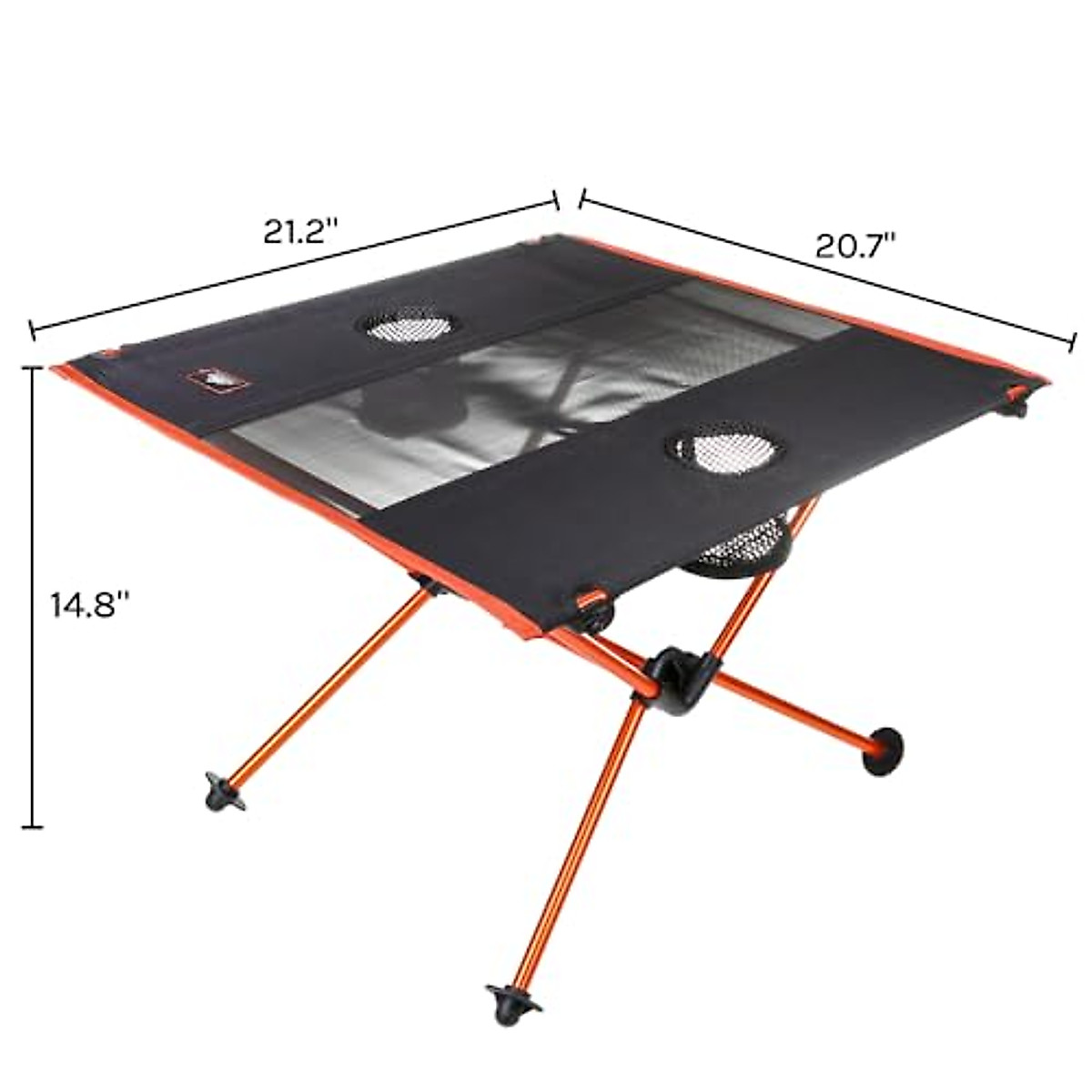Cascade Mountain Tech Ultralight Camp Table - Lightweight for Backpacking, Camping, Sporting Events, Beach, and Picnics with Carry Bag - Black/Orange
