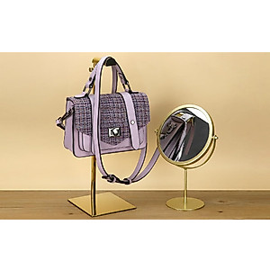 QWORK Purse Display Stands, 2 Pack Polished Gold Handbag Display Holder Jewelry Rack, (15.75" to 27.56") Adjustable Height Retail Countertop Single Hook Display Stand, for Bags,Purses,Wig, Jewelry