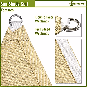 FLORALEAF Sun Shade Sail Right Triangle Permeable Canopy Awning for Patio Backyard Lawn Garden Outdoor Activities, Beige, 8'x8'x11.3'