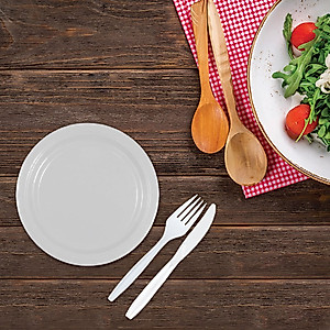 JAM PAPER Round Paper Party Plates - Small - 7 Inch - White - 50/pack