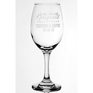 Engagement Engaged Wine Glass Gift Set - He Proposed She Said Yes