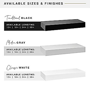 MCS Floating Shelf, Room Decor Wooden Shelf, Black, 12 x 4 Inch, Set of 2