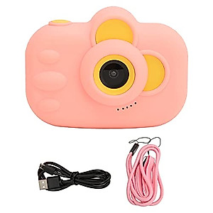Kids Digital Camera, 30fps Full Color IPS Screen Kids Camera 1080P Cute Cartoon Design Lightweight for Holiday Travel (Pink)