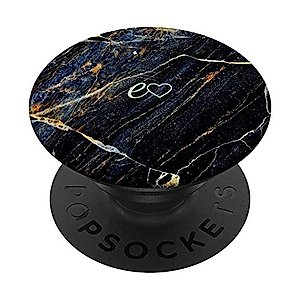 Rainbow Initial Letter E Heart Minimalist Black PopSockets PopGrip: Swappable Grip for Phones & Tablets