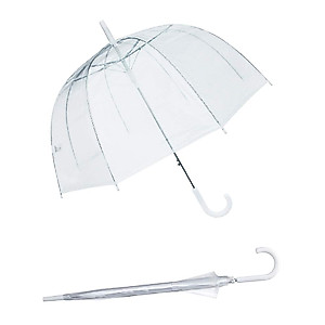 Sara Rain (6 Pack) 46" Adult Clear Bubble Umbrella Auto Open Fashion Dome Shaped European Hook Handle