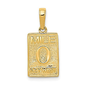 BillyTheTree Jewelry 14K Yellow Gold Mile 0 Key West Mile Marker Pendant