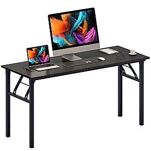 Need Home Office Desk - 60 Inches Large Computer Desk Sturdy Black Table Foldable Desk Gaming Computer Table No Assembly Required AC5CB 60 inch