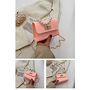 Vanknono Women’s Mini Crossbody Bags Crocodile Pattern Clutch Purse, Trendy Cute Purse Mini Purse for Women Girls, Pink