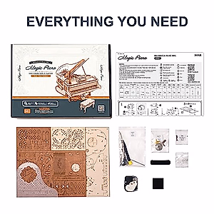 RoWood 3D Puzzles for Adults Wooden Magic Piano Model Kits Mechanical Wooden Puzzles Gifts for Adults Puzzle Music Box for Adults Teens&Friends