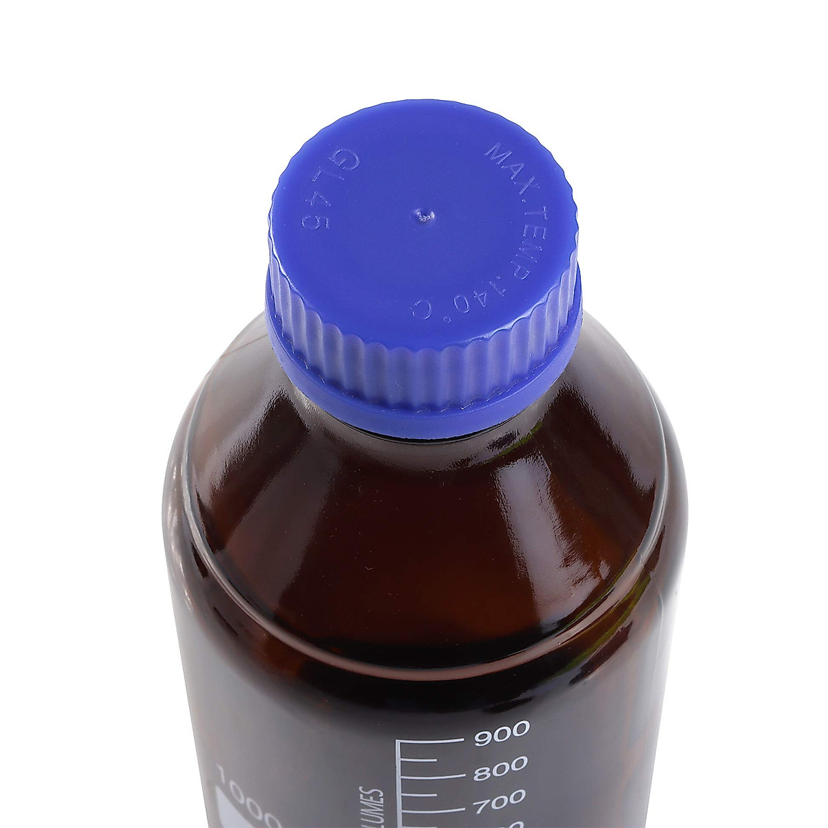 Moonetto 4 Pack 1000ml Amber Glass Graduated Round Lab Reagent Media/Storage Bottle With GL45 Blue Screw Cap