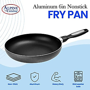 Alpine Cuisine Fry Pan 6-Inch Nonstick Coating Gray, Frying Pans Nonstick for Stove with Stay Cool & Comfortable Handle, Durable Nonstick Cookware, Ideal for Family