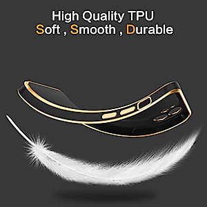 BENTOBEN Compatible with iPhone 12 Case, Slim Luxury Electroplated Bumper Women Men Girl Protective Soft Case Cover with Strap for iPhone 12 6.1 inch,Black/Gold