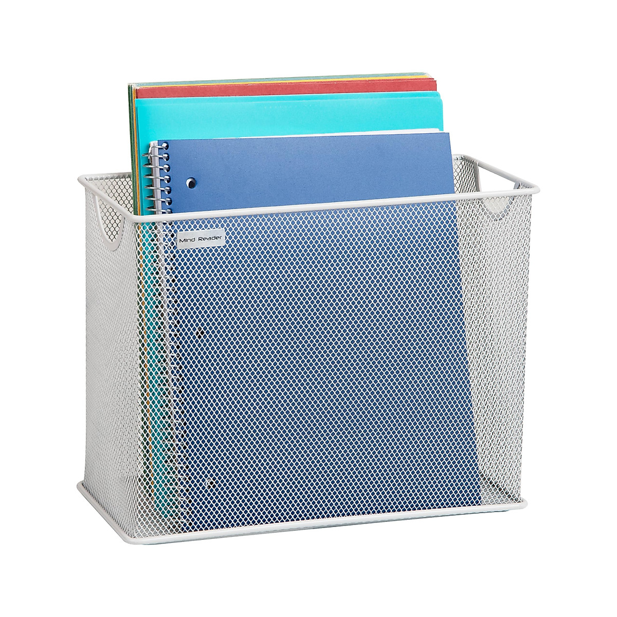 Mind Reader FILEBASK-WHT Metal Mesh Storage Letters, Documents, Folders, Office Organization, White File Basket