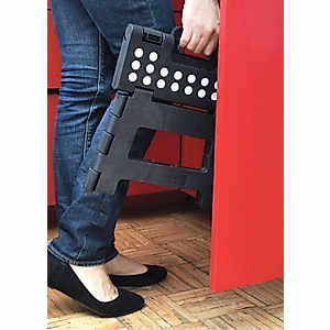 StepSafe Non Slip Folding Step Stool For Kids and Adults with Handle- 9 in Height, Holds up to 300 Lb! (black)