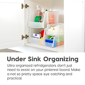 IRIS USA Inc. 11" x 6" x 5" Medium Plastic Stackable Open Front Organizer bin Caddy Basket for Refrigerator Freezer Kitchen Pantry Cabinet Workshop Garage Classroom Office Crafts Supplies 4 Pack Clear