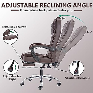 anjsindra Ergonomic Executive Office Chair with Footrest, PU Leather Task Chair with High Back Adjustable Height Modern Desk Chair, Black (Ergonomic Executive Office Chair, Amber)