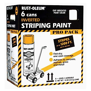 Rust-Oleum P2593849 Professional Striping Spray Paint Contractor Pack, 18 oz, White, 6 Pack