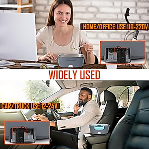 Grotreco Electric Lunch Box, Heated Lunch Box for Adults, 80W Lunch Warmer Portable for Work Car Truck, 1.5L Self Heating Lunch Box with Fork Spoon, Carry Bag