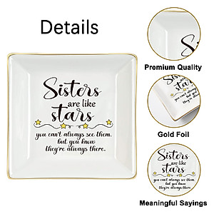 Homlouue Sister Gifts from Sister, Sister Are Like Stars Ring Dish Sister Birthday Gifts Sister Jewelry Dish Best Sister Ever Gifts Meaningful Sister Gifts for Sister Friends Christmas