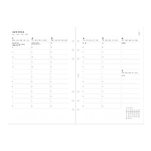 Filofax Calendar Diary Refill, A5 Size, Week-to-View with Appointments, Minimal Diary Pack, Vertical, White Paper, Multilingual: Five Languages, 2024 (C68593-24)