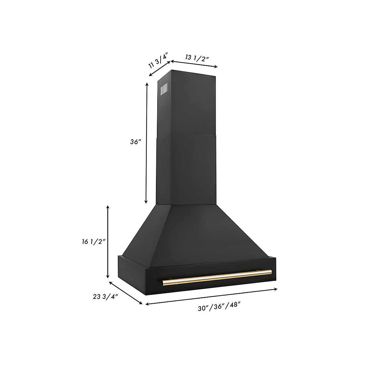 ZLINE 30" Black Stainless Steel Range Hood with Polished Gold Handle (BS655Z-30-G)