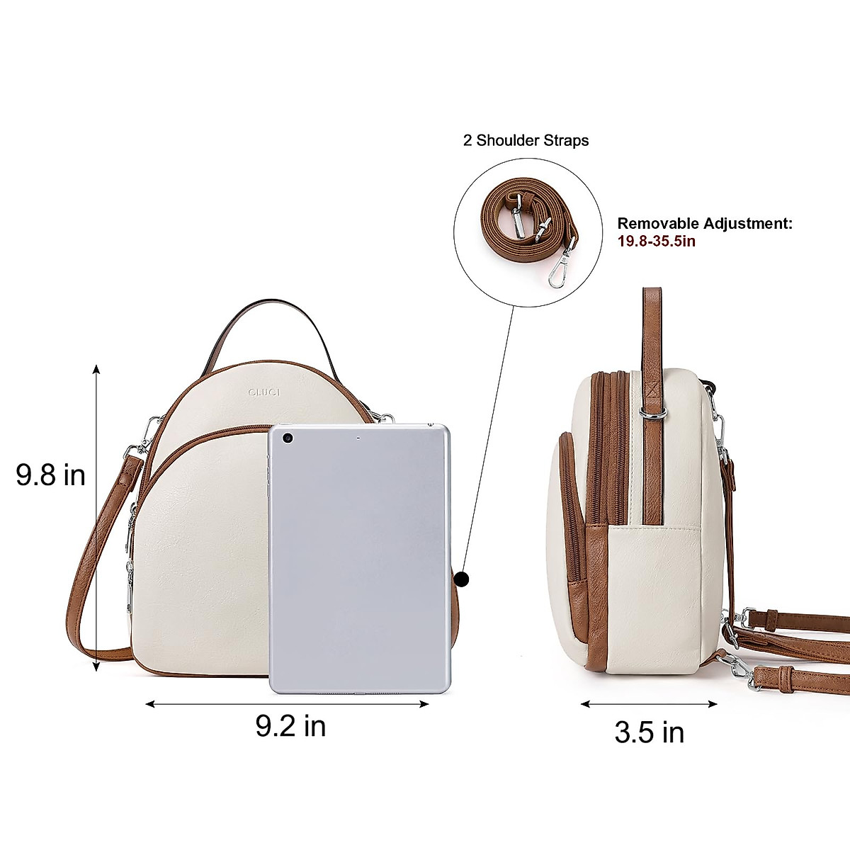 CLUCI Small Backpack for Women Leather Backpack Travel Backpack Purse Lady Fashion Mini Bookbag Convertible Handbags