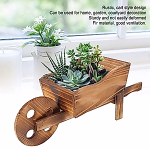 Creative Cart Plants Flower Pot for Succulent Plants, Rustic Wooden Cart Planter Container Bonsai, Cute Wheelbarrow Landscape Ornament for Desk Garden Home Balcony Courtyard Decor