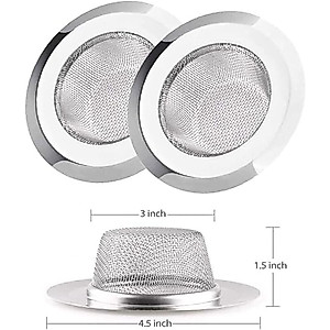 Stainless Steel Kitchen Sink Strainer Large Wide Rim 4.5" Set of 2