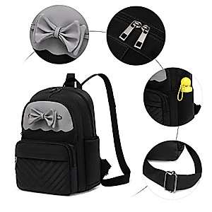 MYHOZEE Leather Backpack Purse for Women - Fashion Backpack Girls with Cute Bowknot Satchel Bags Bookbag Casual Travel Daypacks, Black