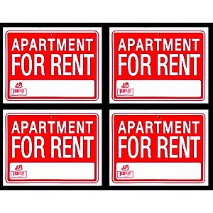 4 Signs APARTMENT FOR RENT Sign Flexible Heavy Thick Plastic (9 inch X 12 inch)