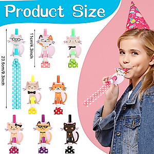Hotop 48 Pcs Cat Party Blowouts Cat Birthday Party Supplies Kitty Blowers Dollhouse Cat Noisemakers Blowouts for Cat Birthday Baby Shower Party Favor Decorations
