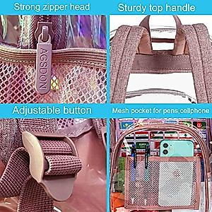 Clear Backpack, Transparent Bookbag Heavy Duty See Through Backpacks for Women - Pink