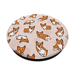 Cute Corgi Butt Pattern White Beige And Brown PopSockets PopGrip: Swappable Grip for Phones & Tablets
