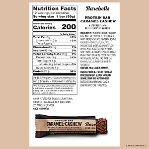 Barebells Protein Bars Caramel Cashew - 12 Count, 20g High Protein Treats - Chocolate Nutrition Bar with 1g Total Sugars - On-The-Go Breakfast or Post-Workout Snack