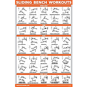 Palace Learning 3 Pack: Bodyweight Workouts + Stretching Exercises + Sliding Bench - Set of 3 Workout Charts