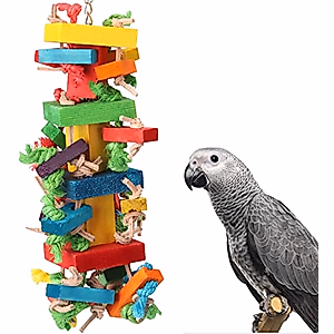 GATMAHE Chewing Toys for Small Bird Canaries, Parrotlets, Parakeets, Budgies, Cockatiels, Conures, Finches Wooden Block Toys for Climbing, Chewing, Unraveling and Preening (Size-S)