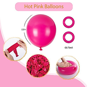 100pcs Hot Pink Balloons,12inch Hot Pink Latex Party Balloons Helium Quality for Like Bridal Shower,Gender Reveal, Birthday Party, Baby Shower,Wedding Party Decoration (with Pink Ribbon)…