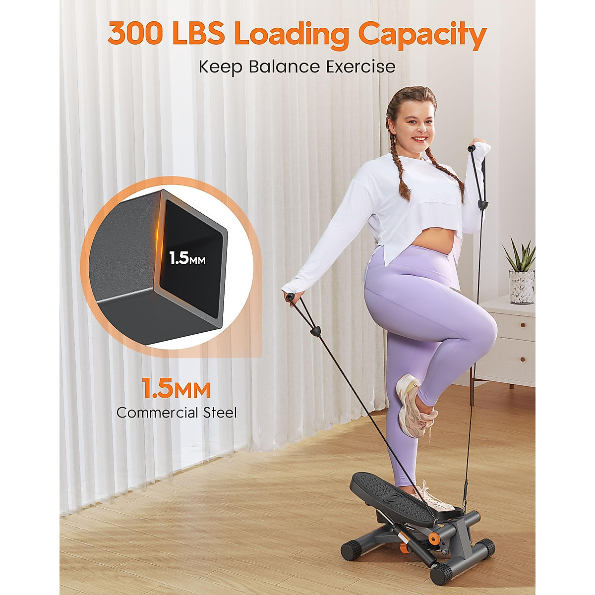 Niceday Steppers for Exercise, Stair Stepper with Resistance Bands, Mini Stepper with 300LBS Loading Capacity, Hydraulic Fitness Stepper with LCD Monitor