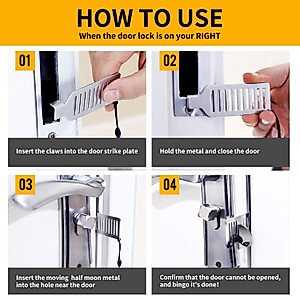 Portable Door Lock for Travel - Improved Travel Door Lock Hotel Door Lock Apartment Security Device Door Jammer ozozo Silver